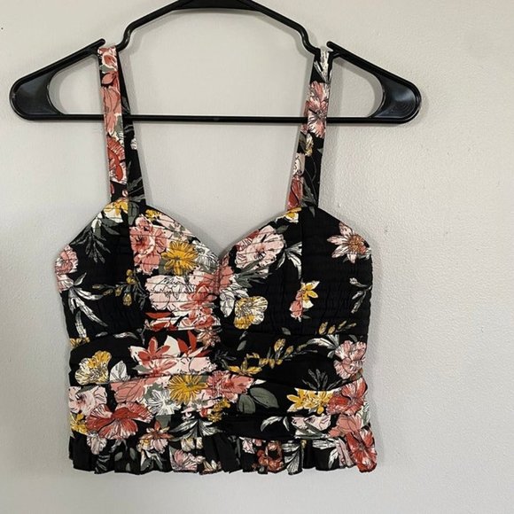 Band of Gypsies | Tops | Bog Collective Smocked Floral Ruffle Crop Top ...